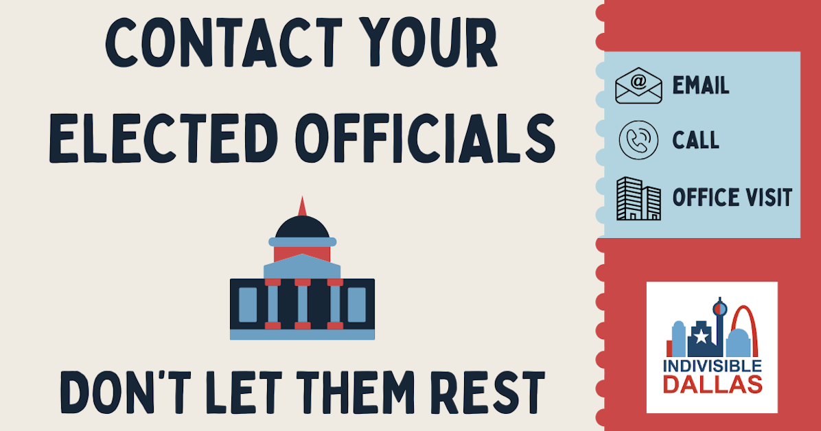 IndivisibleDALLAS & 50501DFW: Contact Your Elected Officials: NO WAR WITH IRAN · Indivisible Dallas